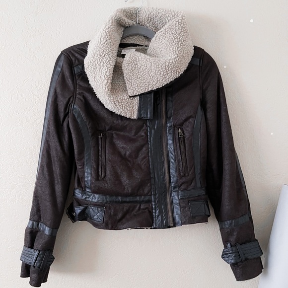 lola | Jackets & Coats | Lola Biker Jacket Women Size Medium Brown Faux ...